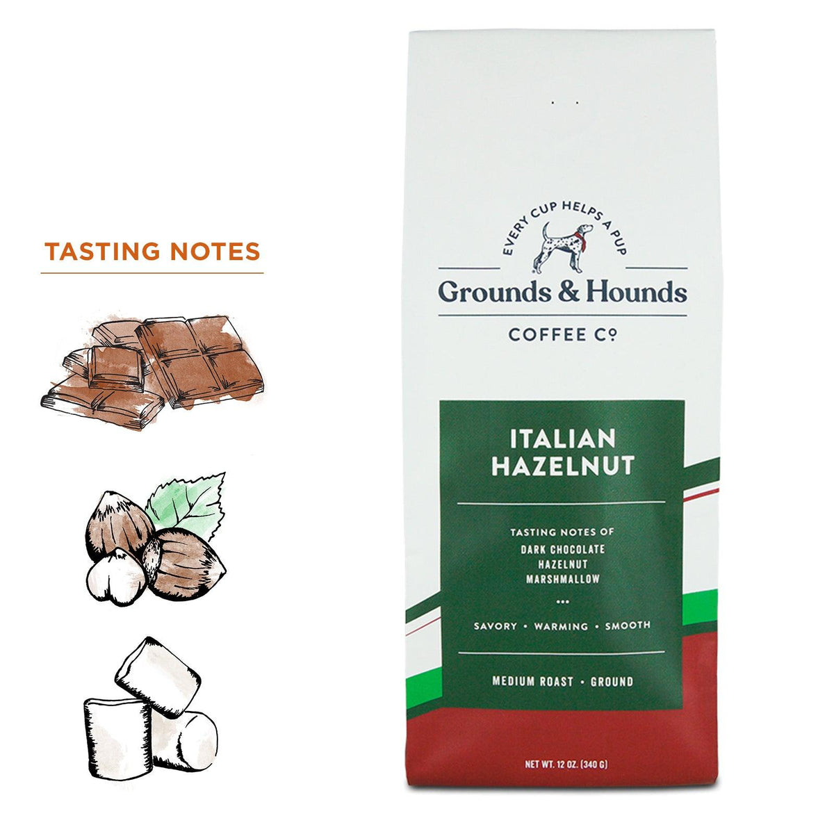 Italian Hazelnut Medium Roast Coffee | Grounds & Hounds Coffee Co.